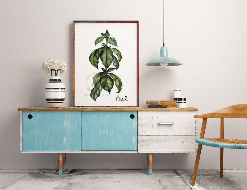 Herbs Kitchen Decor, Basil Print - Etsy