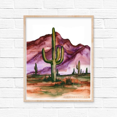 Arizona Desert Watercolor Print | Etsy