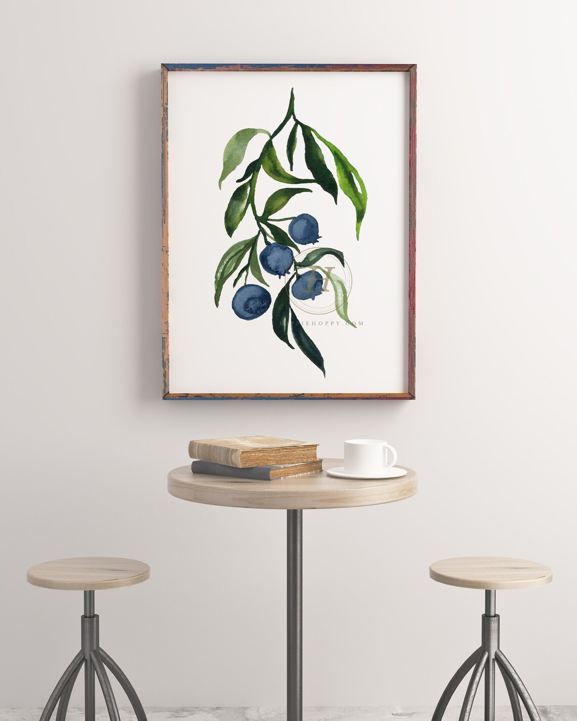 Blueberry Watercolor Print Wall Art Kitchen Decor - Etsy