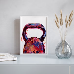 Kettlebell Fitness Art Print, Painted by Hippiehoppy - Etsy