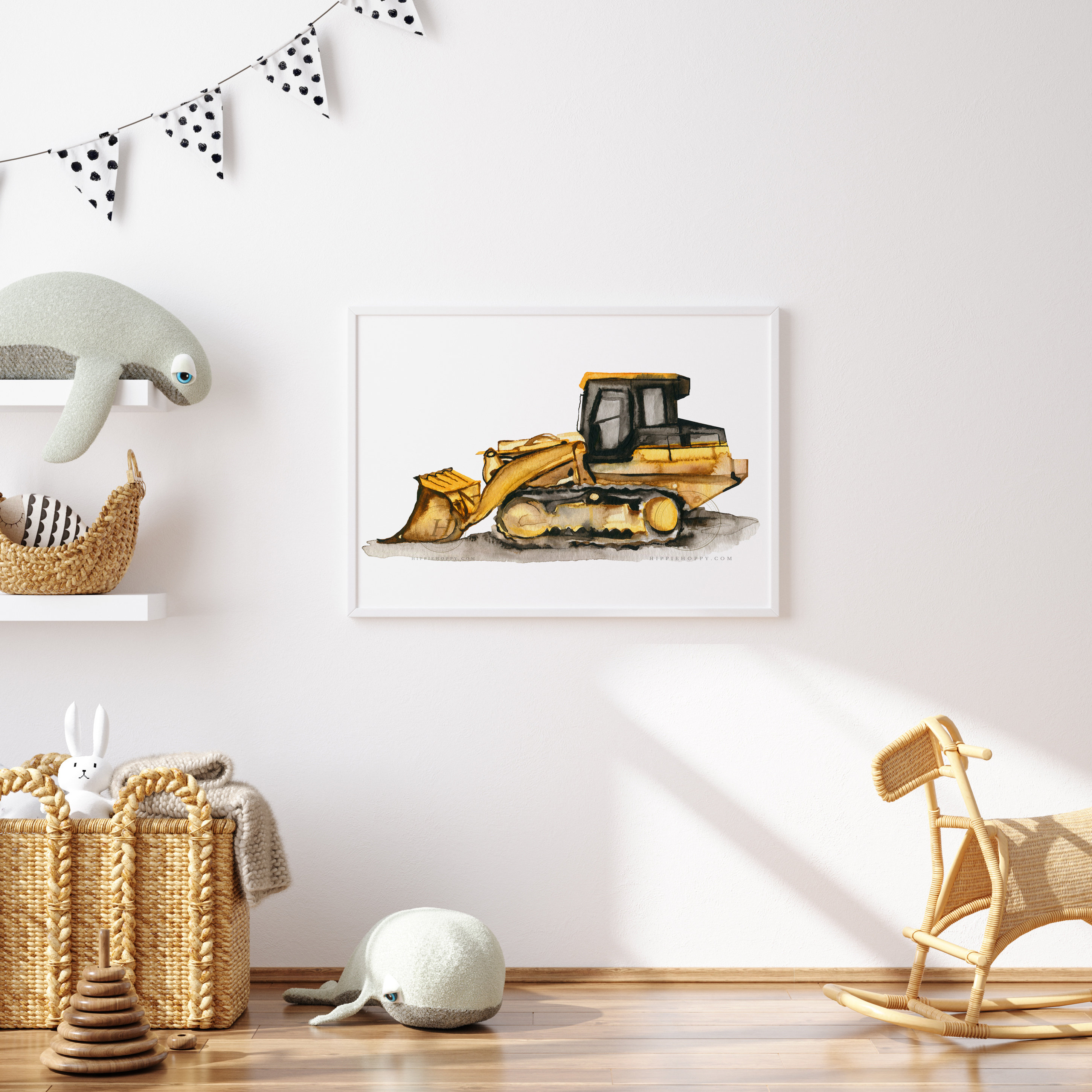 Watercolor Bulldozer Print: Children's Vehicle Wall Art - Etsy