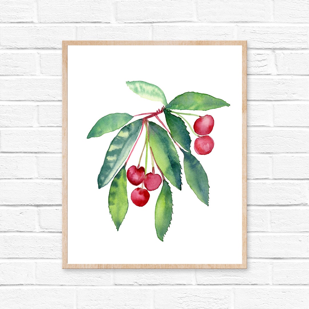Cherry Watercolor Print - Etsy