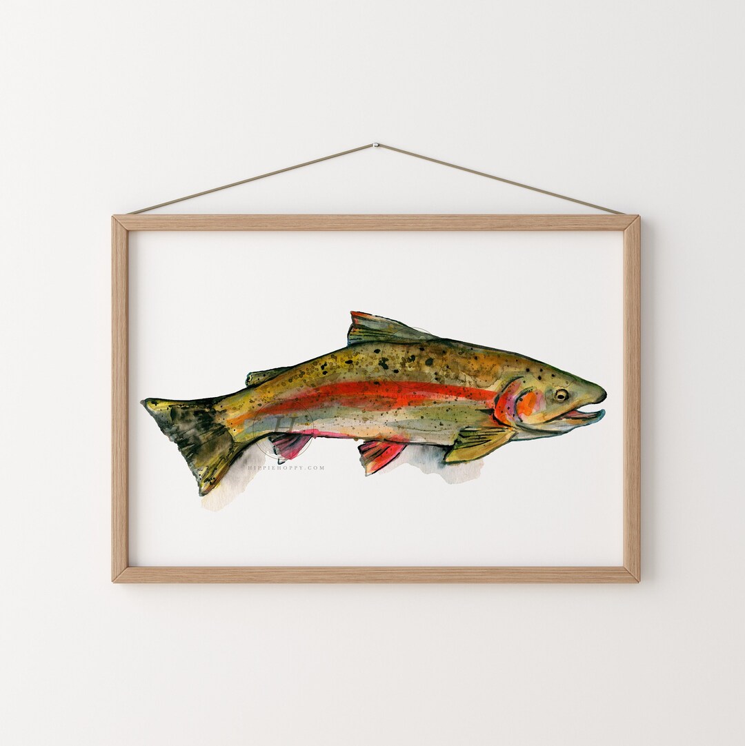 Trout Rainbow Print, Watercolor Painting, Fishing Art - Etsy