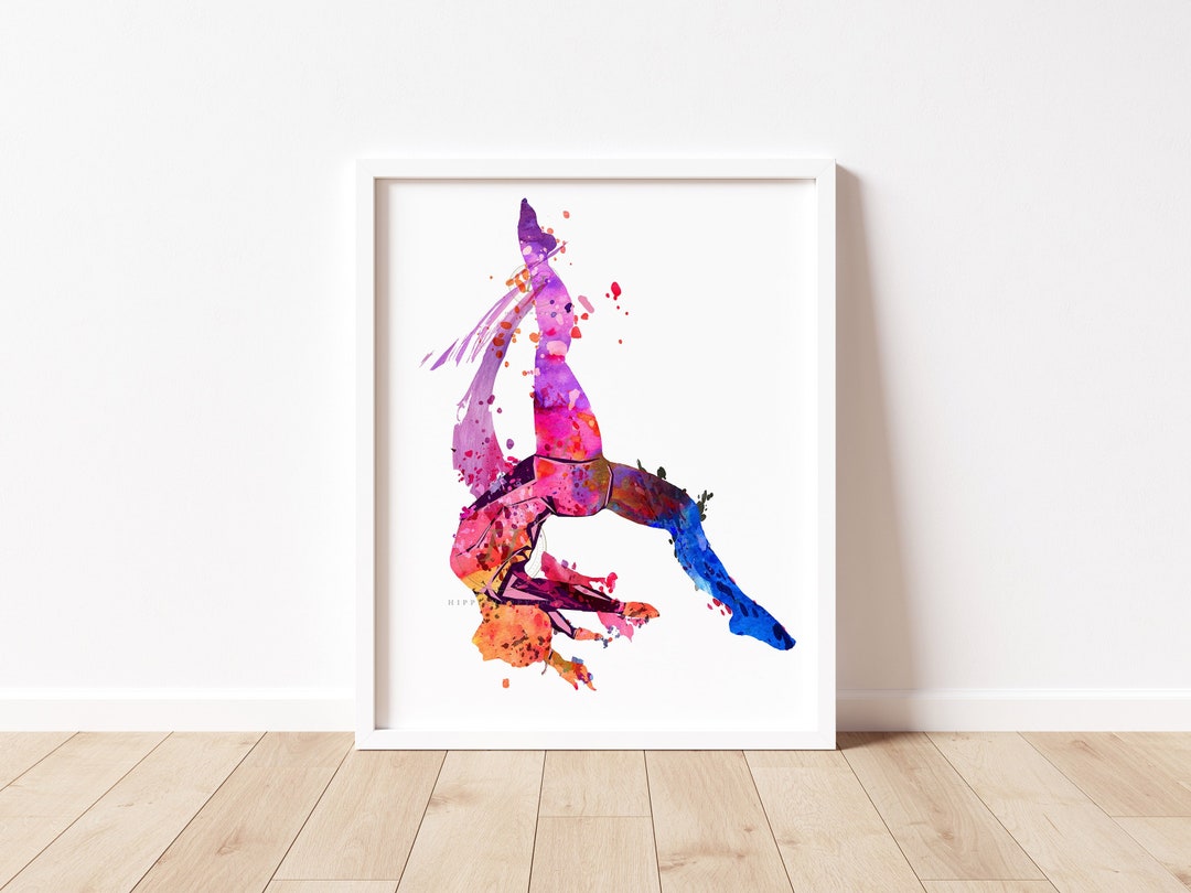 Gymnastics Tumbling Art Sports Poster Watercolor Home Décor Nursery ...