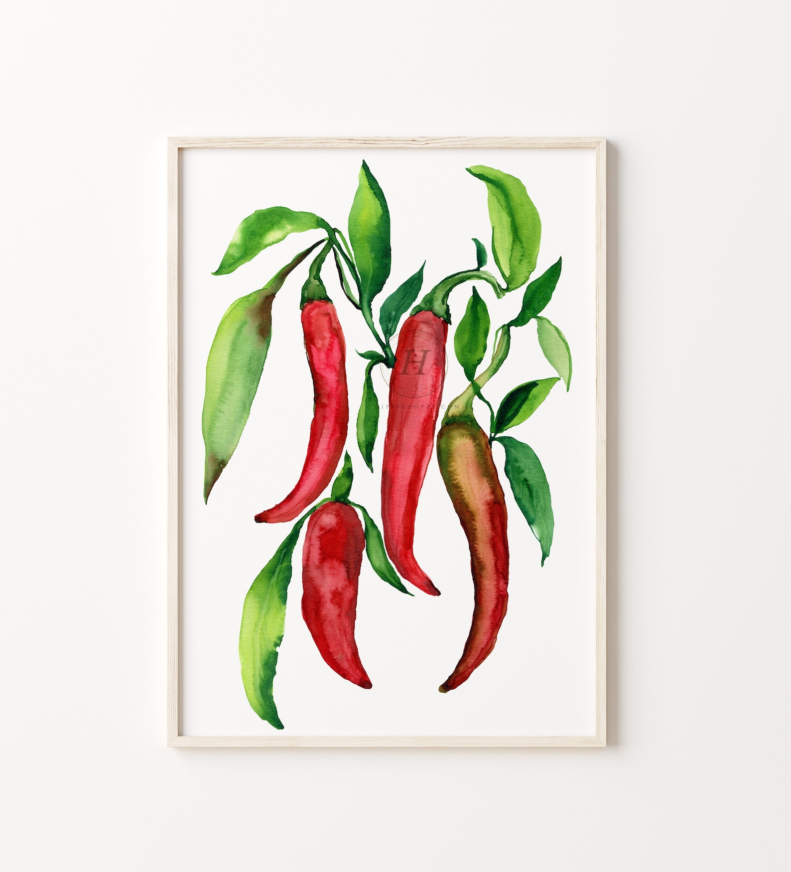 Chili Peppers Watercolor Painting: Red Kitchen Wall Art - Etsy