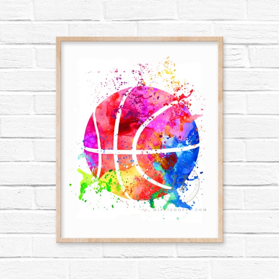 Basketball Watercolor Art Print - Etsy