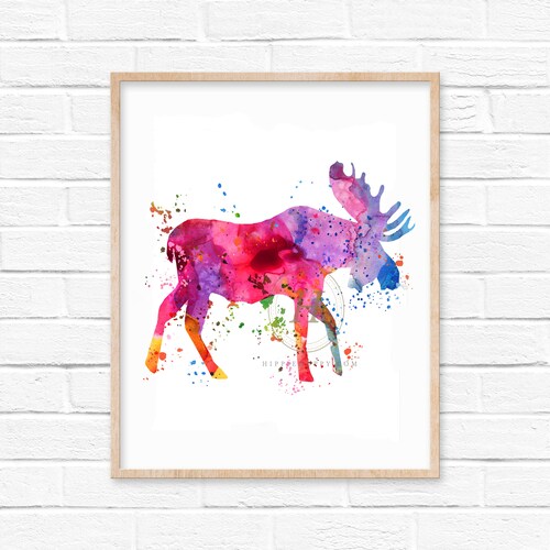 Moose Watercolor Print | Etsy