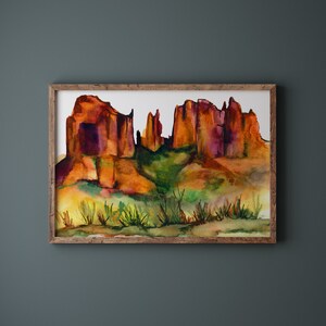 Desert Wall Art Landscape Painting Modern Arizona Decor Southwestern ...