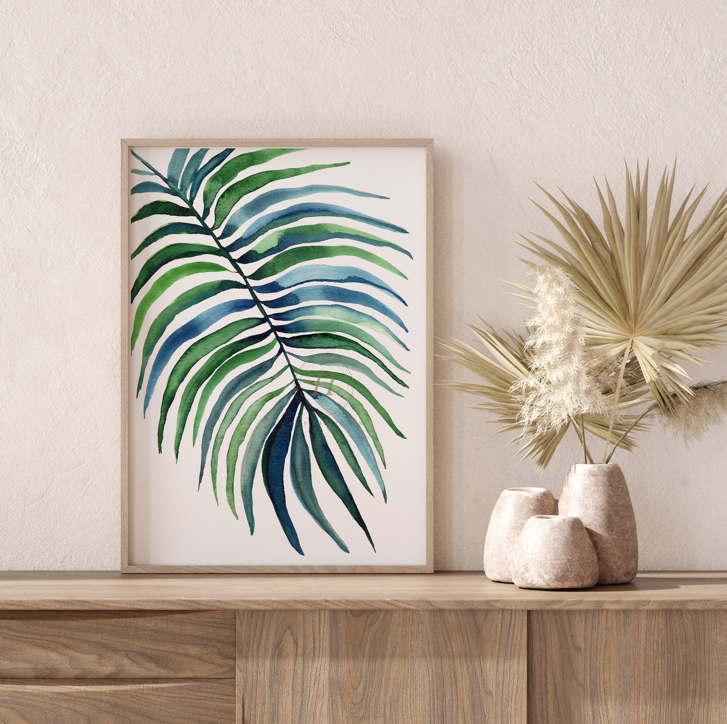 Palm Leaf Watercolor Print Wall Art - Etsy
