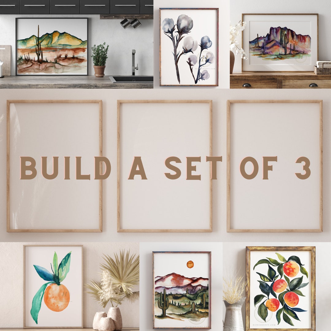 Set of 3 Prints, Art Print Sets, Gallery Wall Art Prints, Watercolor ...