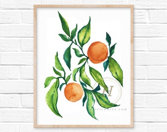 Orange Watercolor Print Botanical Citrus Fruit Wall Art - Etsy