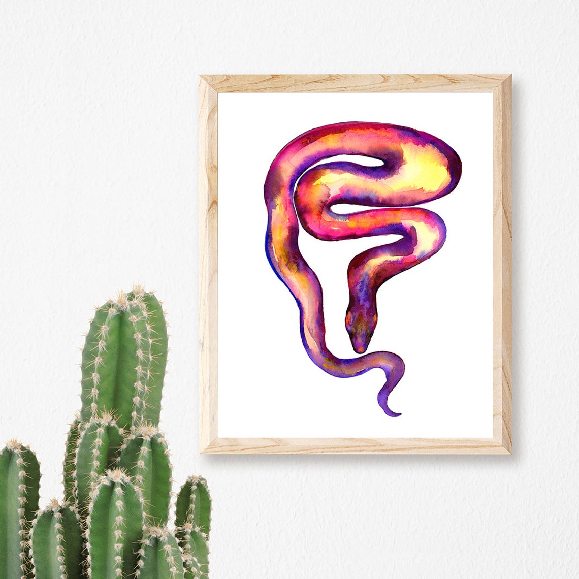 Watercolor Snake Snake Art | Etsy