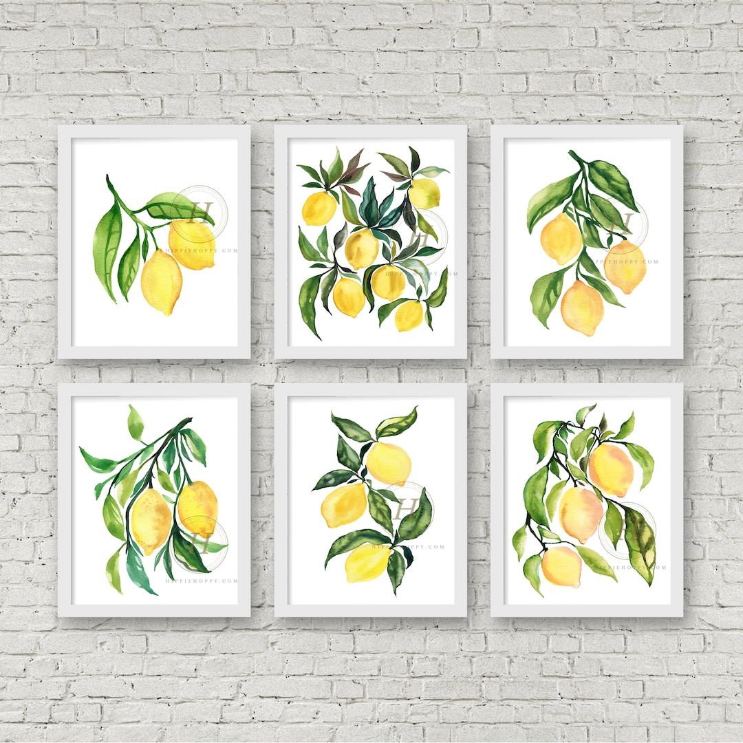 Lemon Watercolor Print Set of 6 Art Prints - Etsy