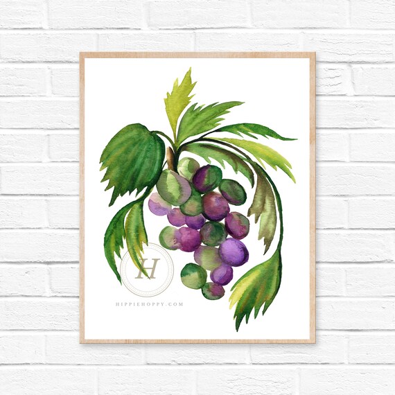 Grape Watercolor Print | Etsy