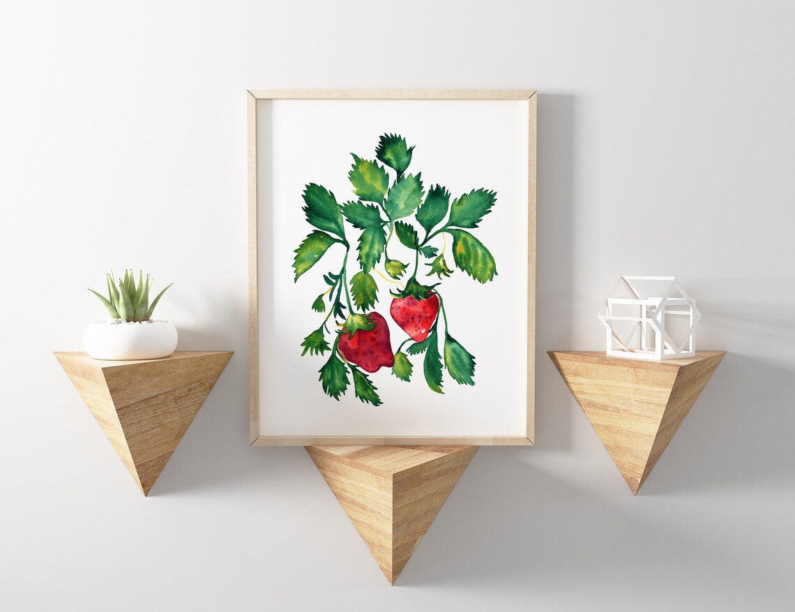 Strawberry Watercolor Print - Etsy