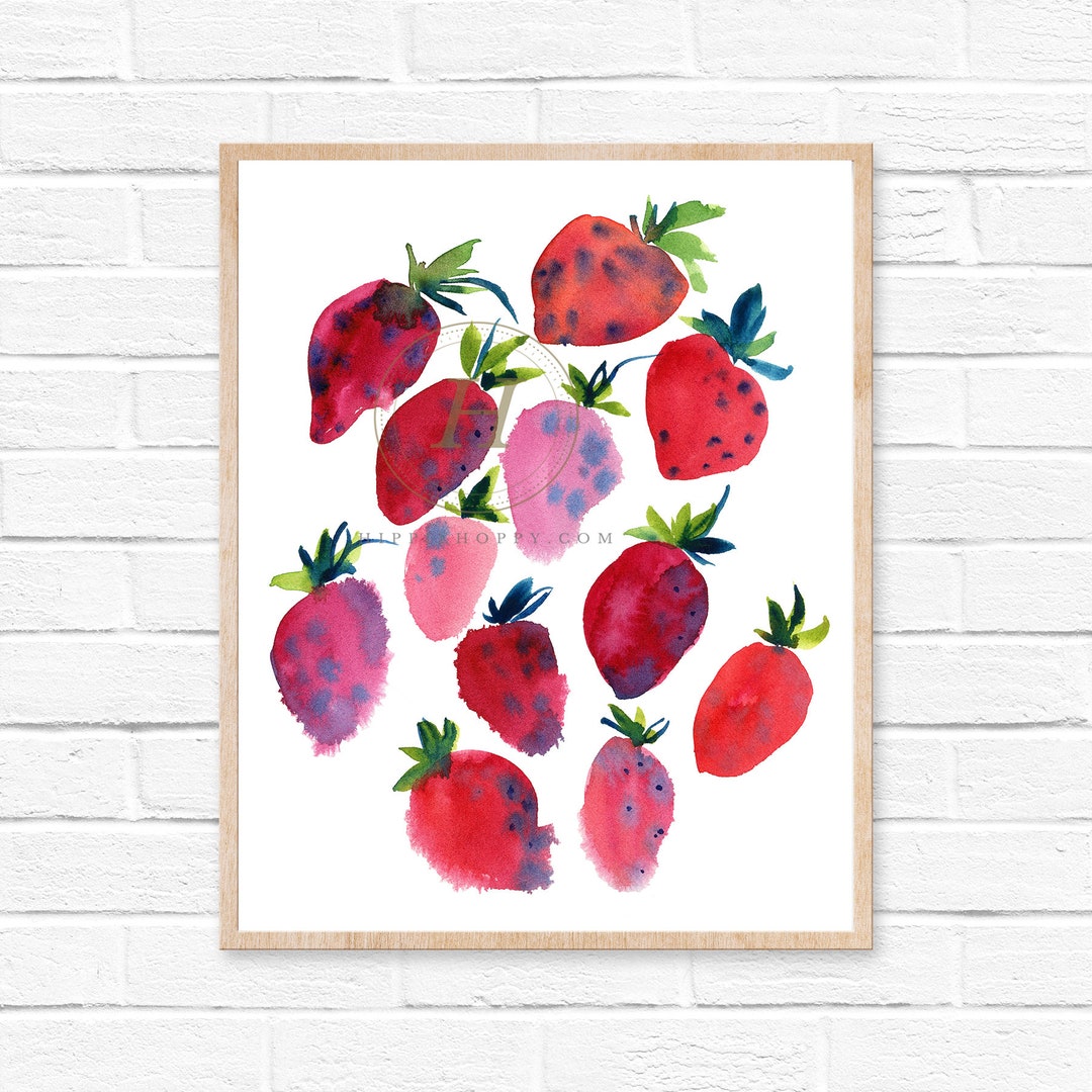 Watercolor Strawberry Print - Etsy