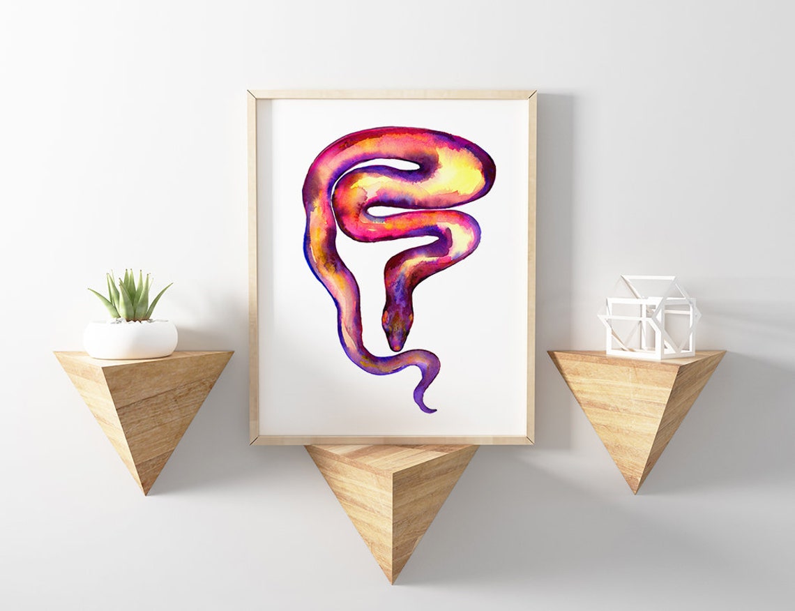 Watercolor Snake Snake Art - Etsy