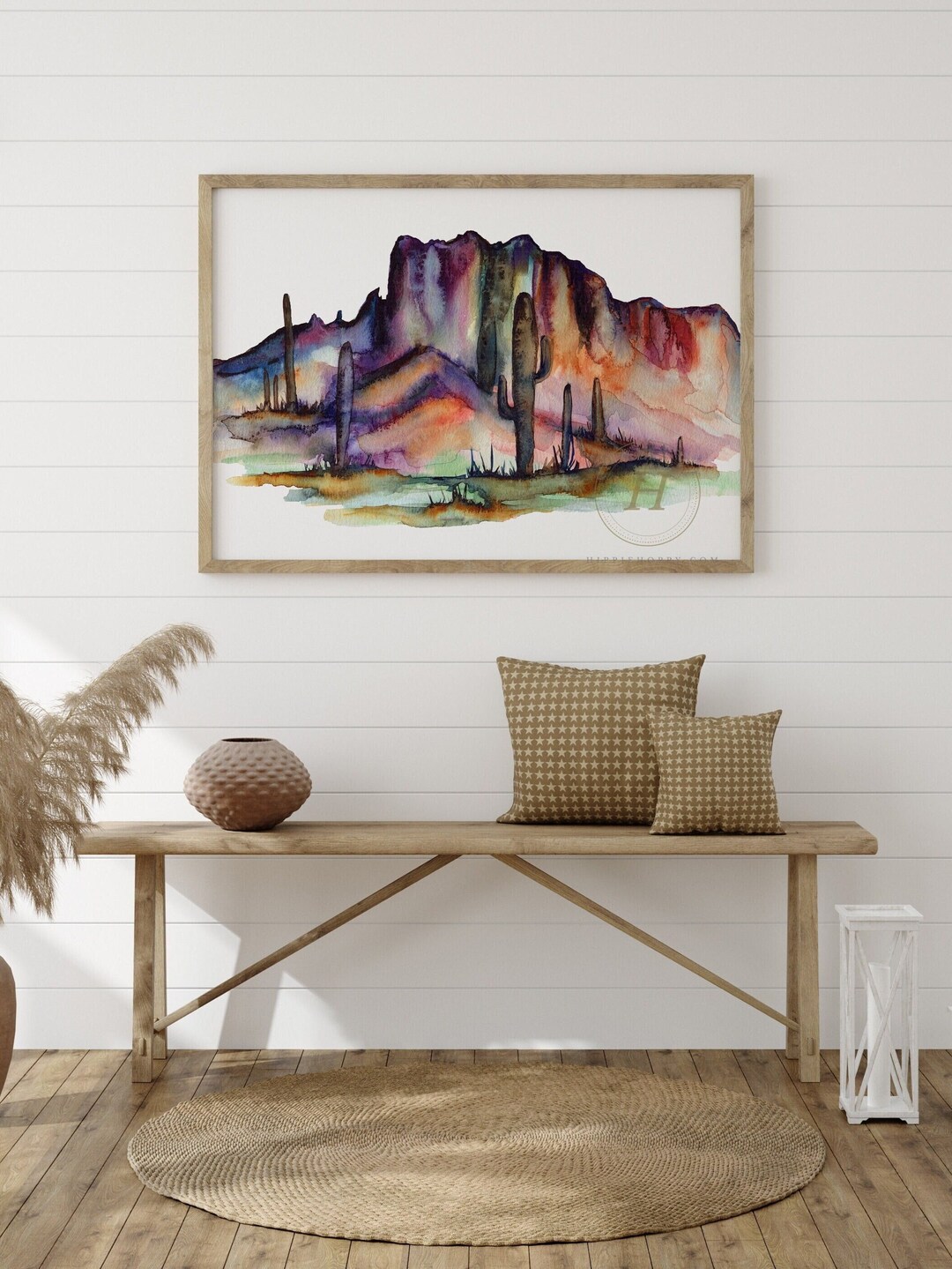 Desert Watercolor Painting, Wall Art, Print, Mountain Art, Colorful ...