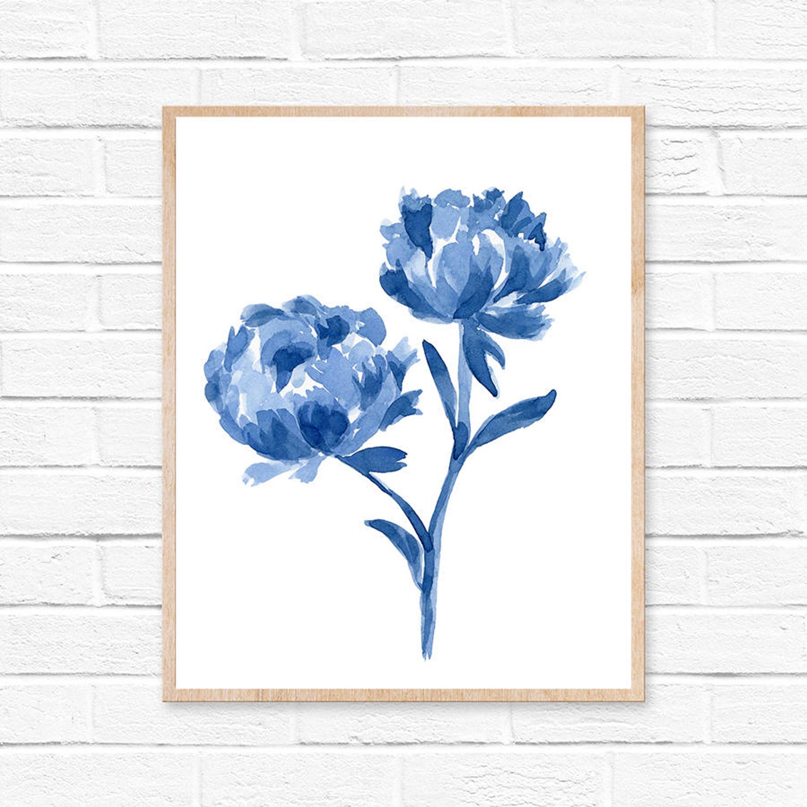 Blue Peony Flowers Set of 4 Prints - Etsy