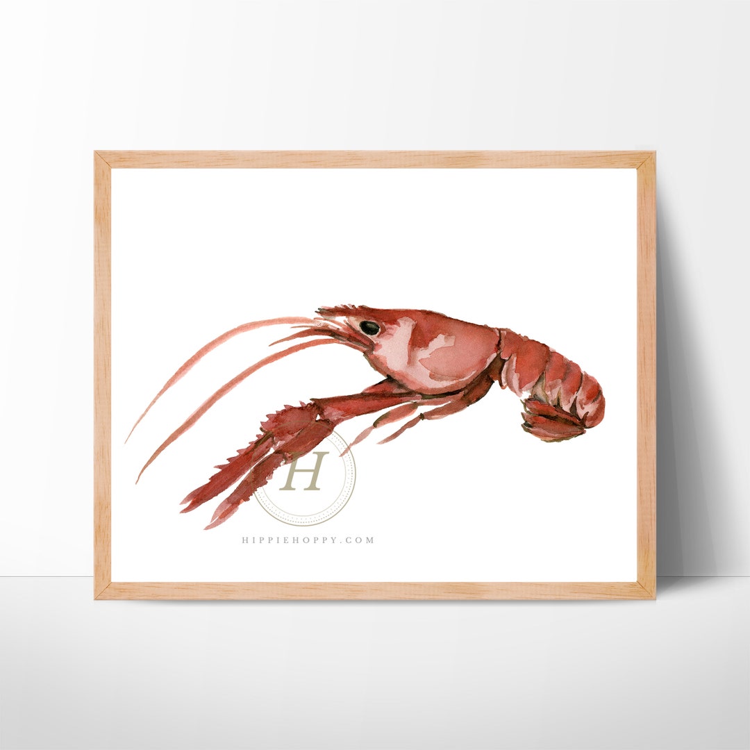 Crawfish Print Watercolor Print - Etsy