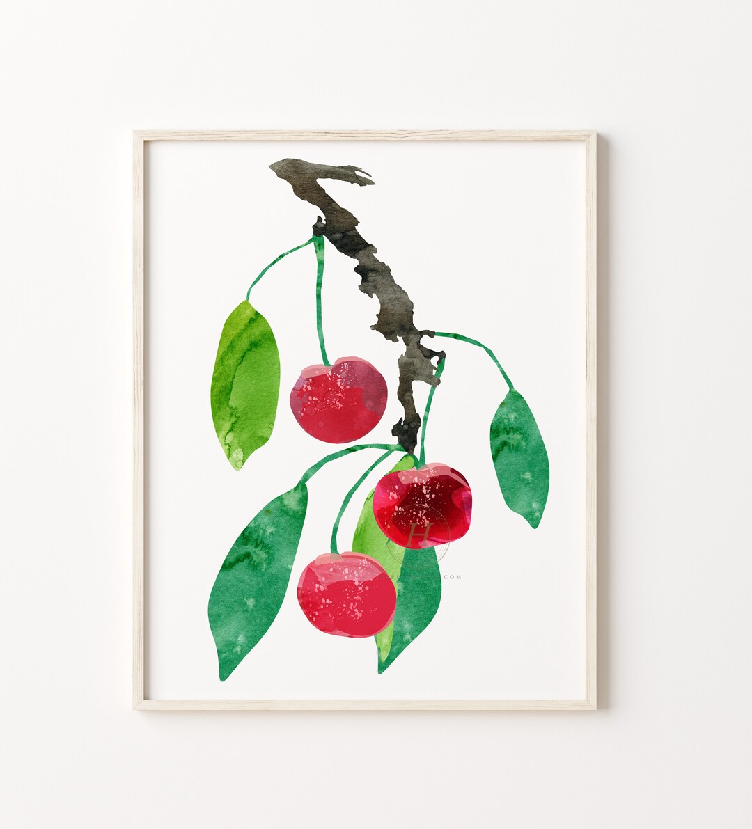 Cherry Artwork, Watercolor Print, Kitchen Wall Art - Etsy