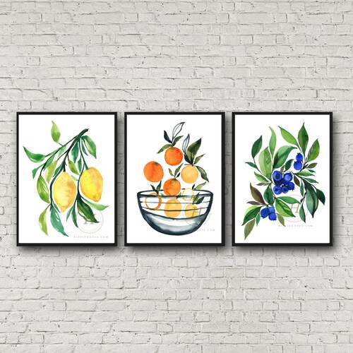 Fruit Watercolor Prints Set of 2 - Etsy