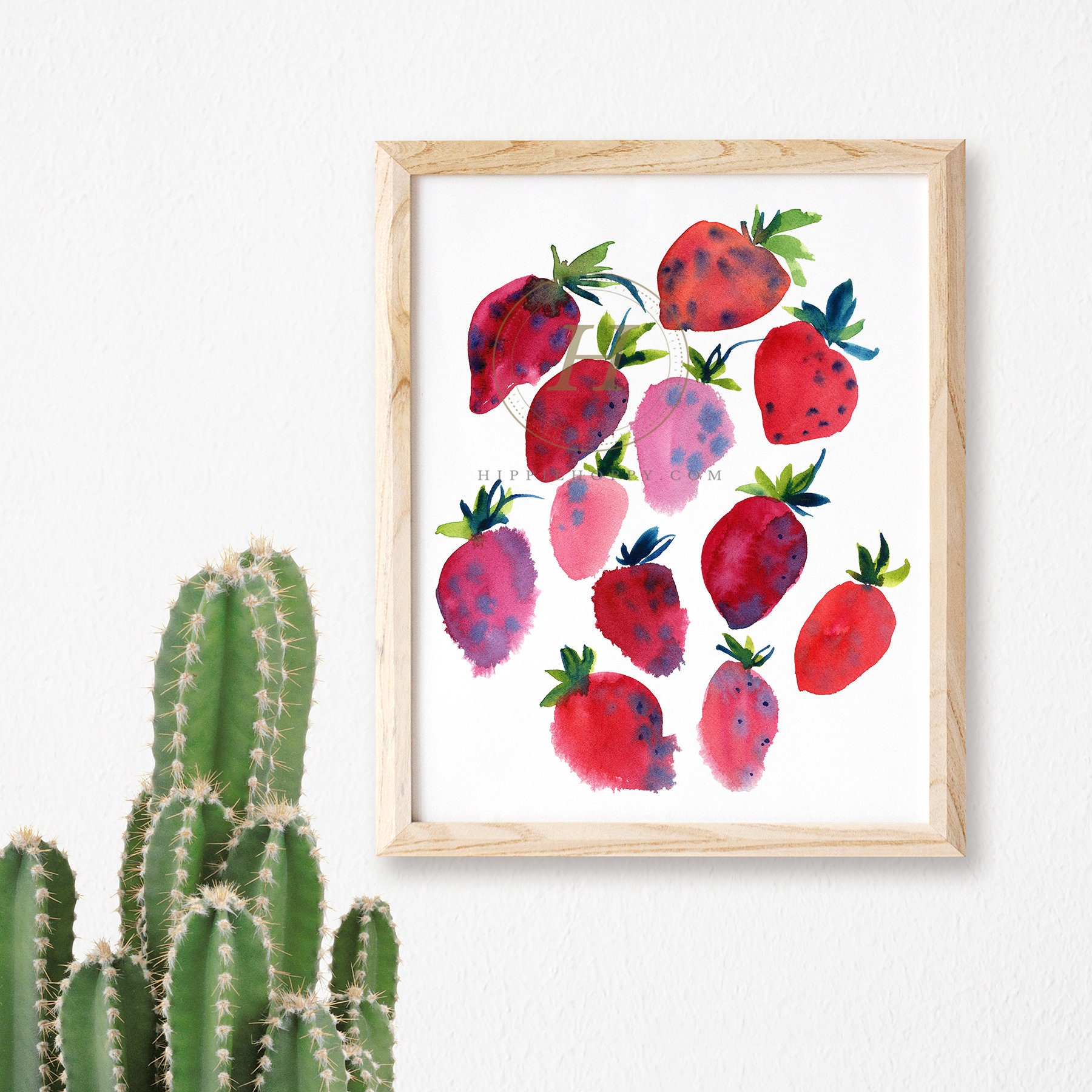 Watercolor Strawberry Print - Etsy