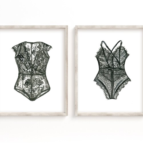 Lingerie Art Set of 2 Prints/ Bedroom Wall Art/ Lingerie Art - Etsy