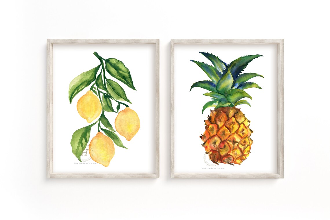 Fruit Watercolor Print Set of 2 | Etsy