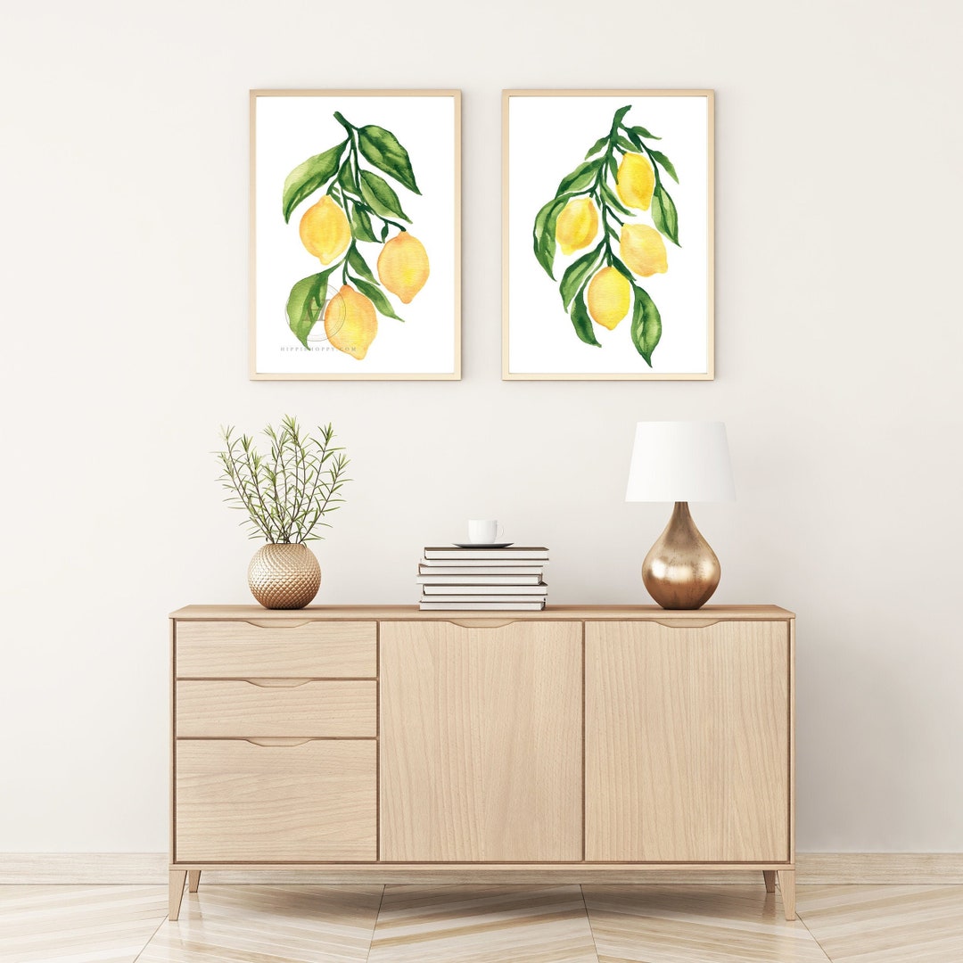 Lemon Art Prints, Set of 2 by Hippiehoppy - Etsy