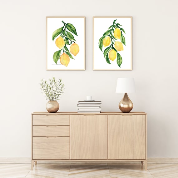 Lemon Art Prints Set of 2 by Hippiehoppy - Etsy