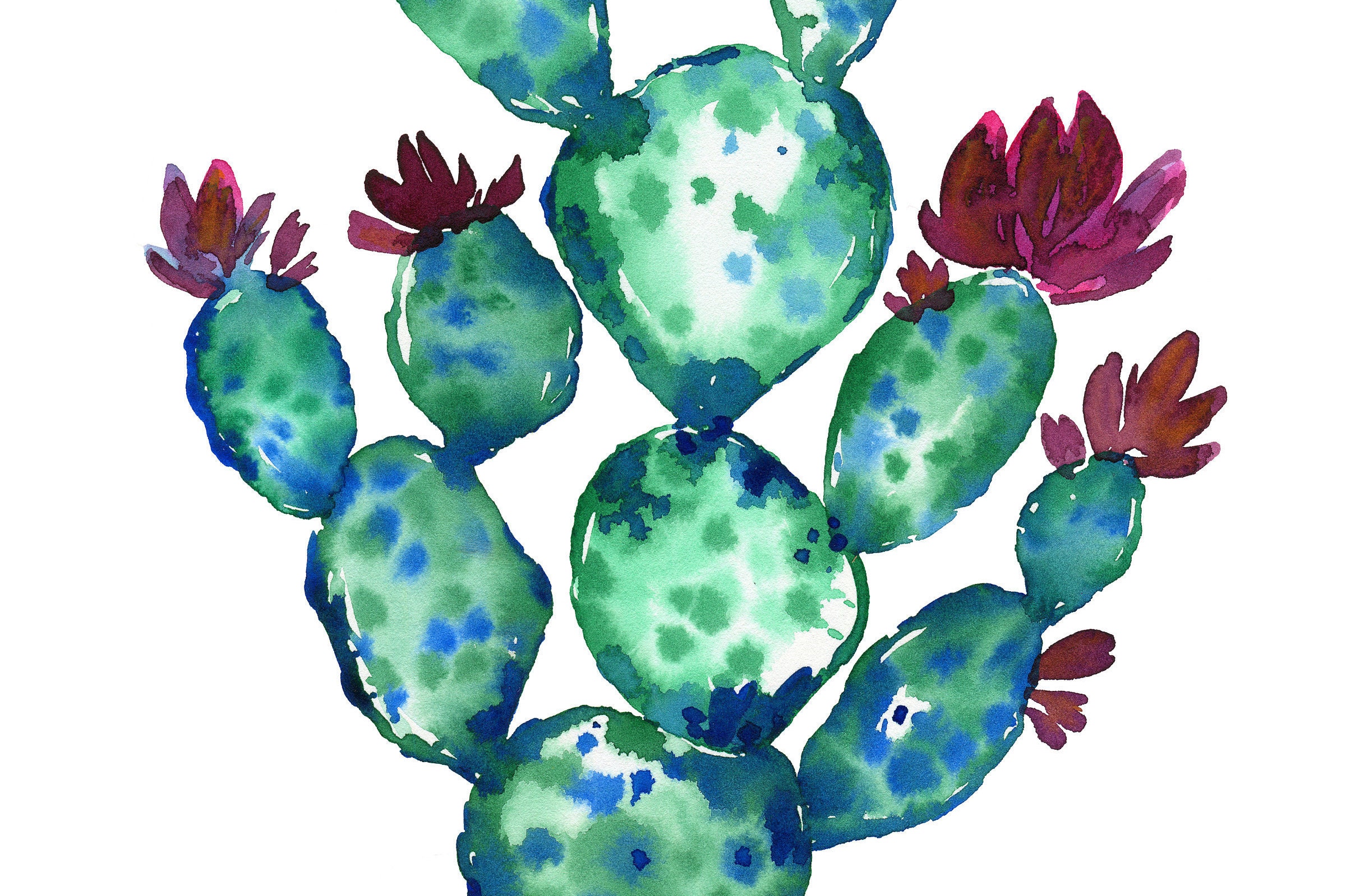 Cactus watercolor print | Etsy