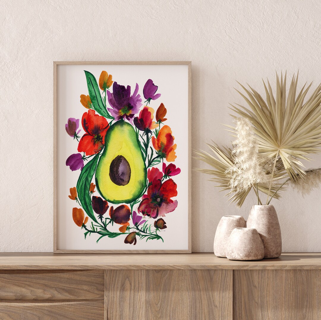 Avocado Art Print Kitchen Decor - Etsy