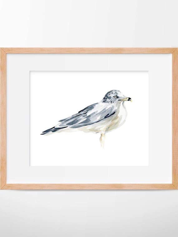 Seagull Watercolor Print | Etsy