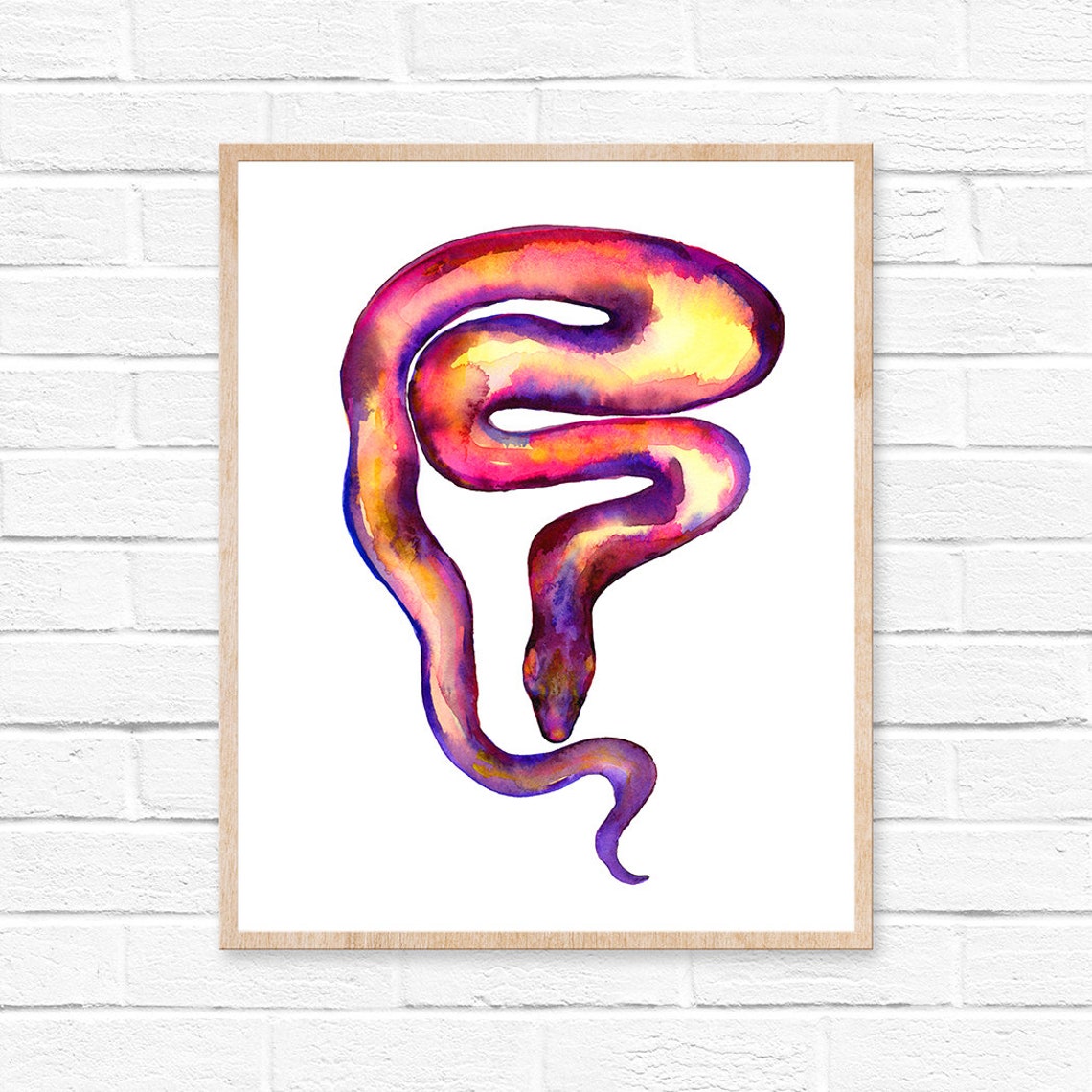 Watercolor Snake Snake Art | Etsy