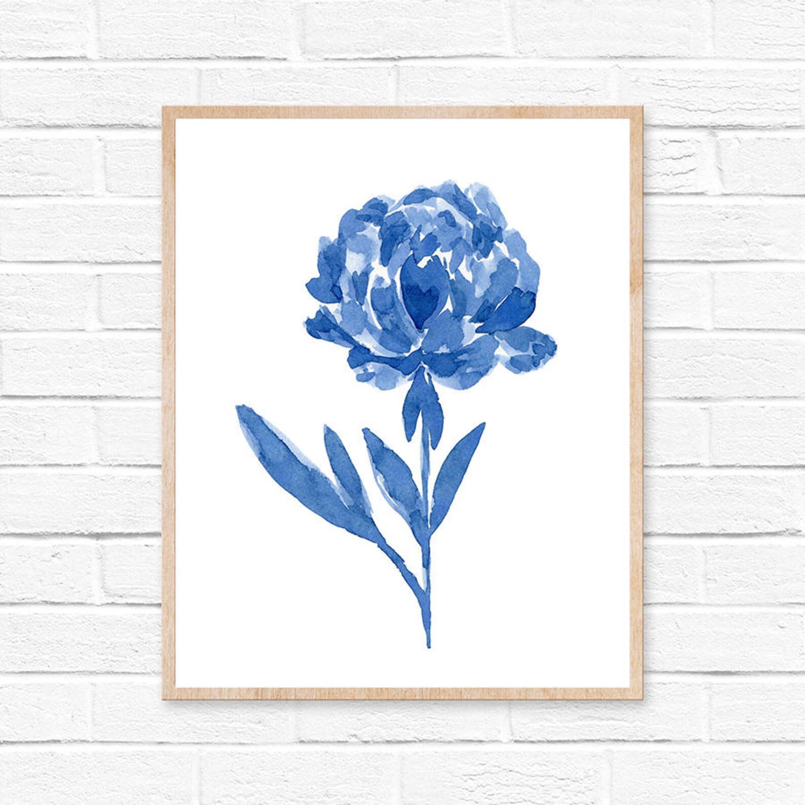 Blue Peony Flowers Set of 4 Prints | Etsy