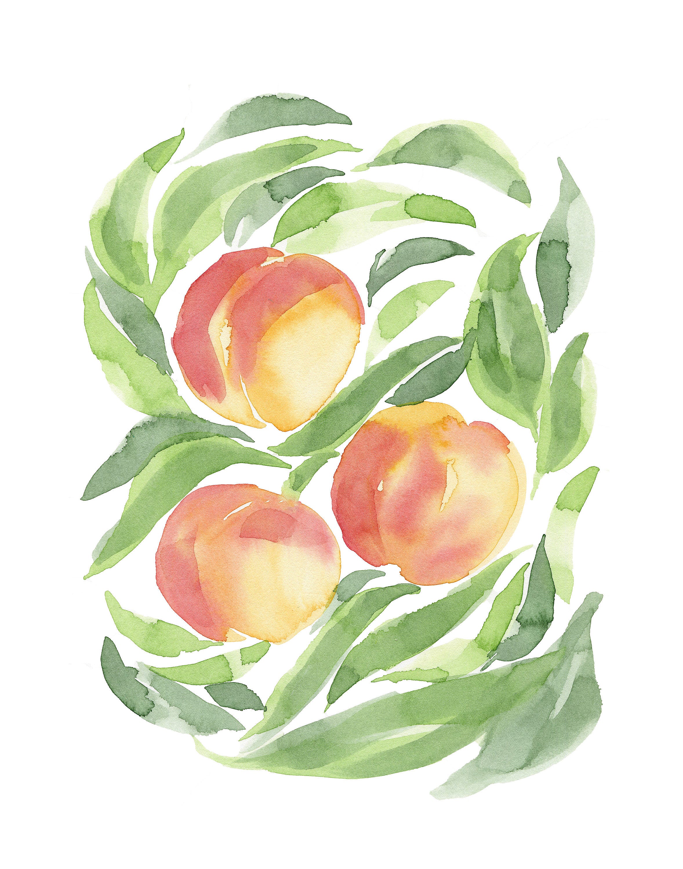 Watercolor Peaches Print | Etsy