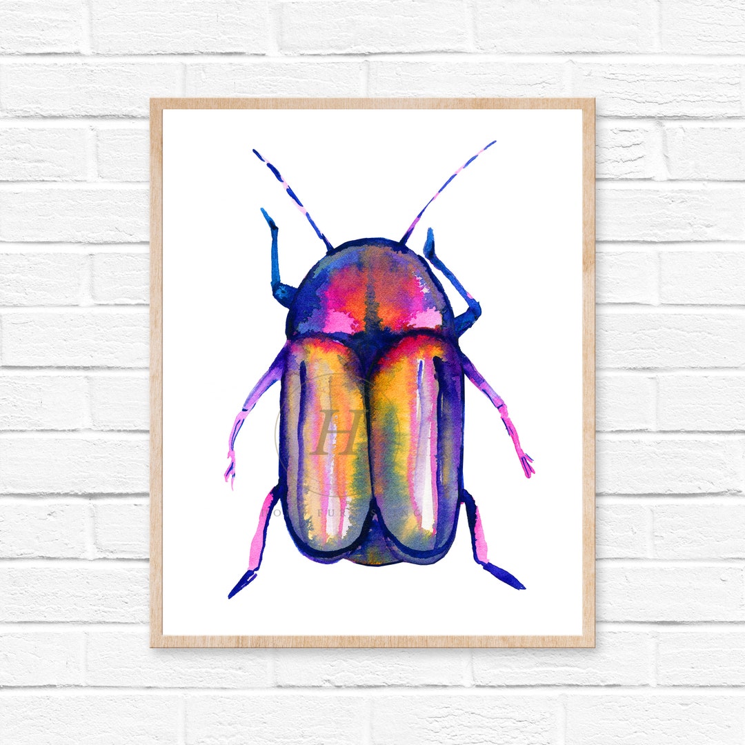 Watercolor Beetle Print - Etsy