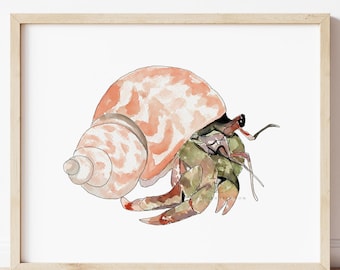 Hermit Crab Watercolor Painting Print From Original Watercolor Painting ...