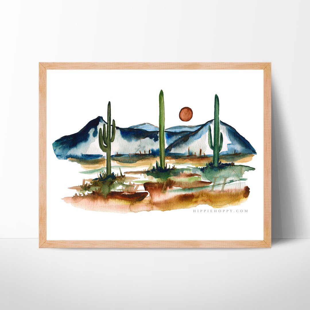 Arizona Desert Watercolor Print by Hippiehoppy - Etsy