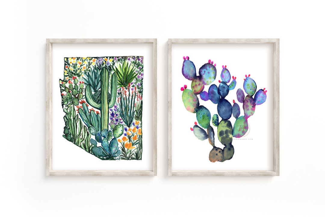 Arizona State Set of 2 Wall Art Watercolor Print Sets - Etsy