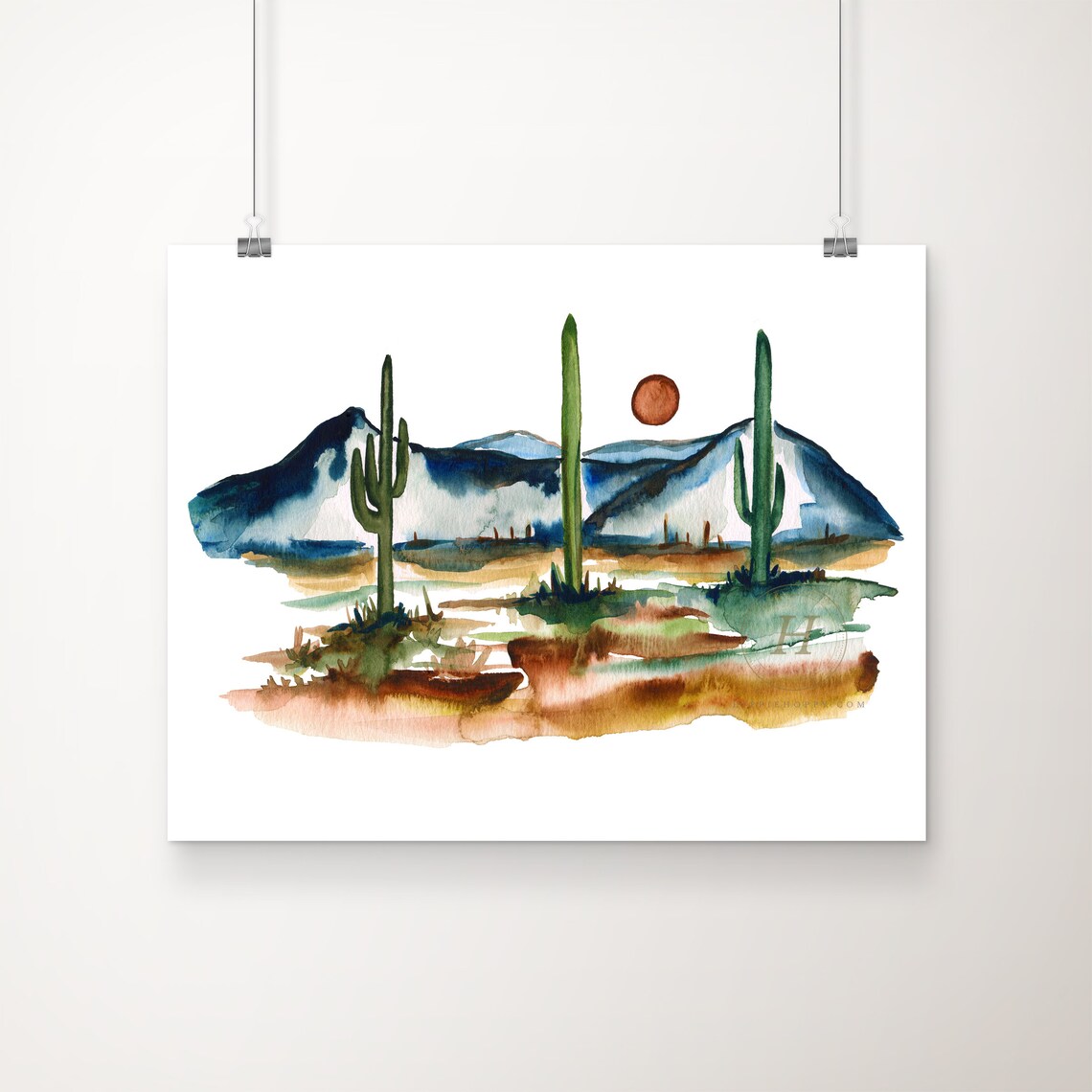 Arizona Desert Watercolor Print by Hippiehoppy | Etsy