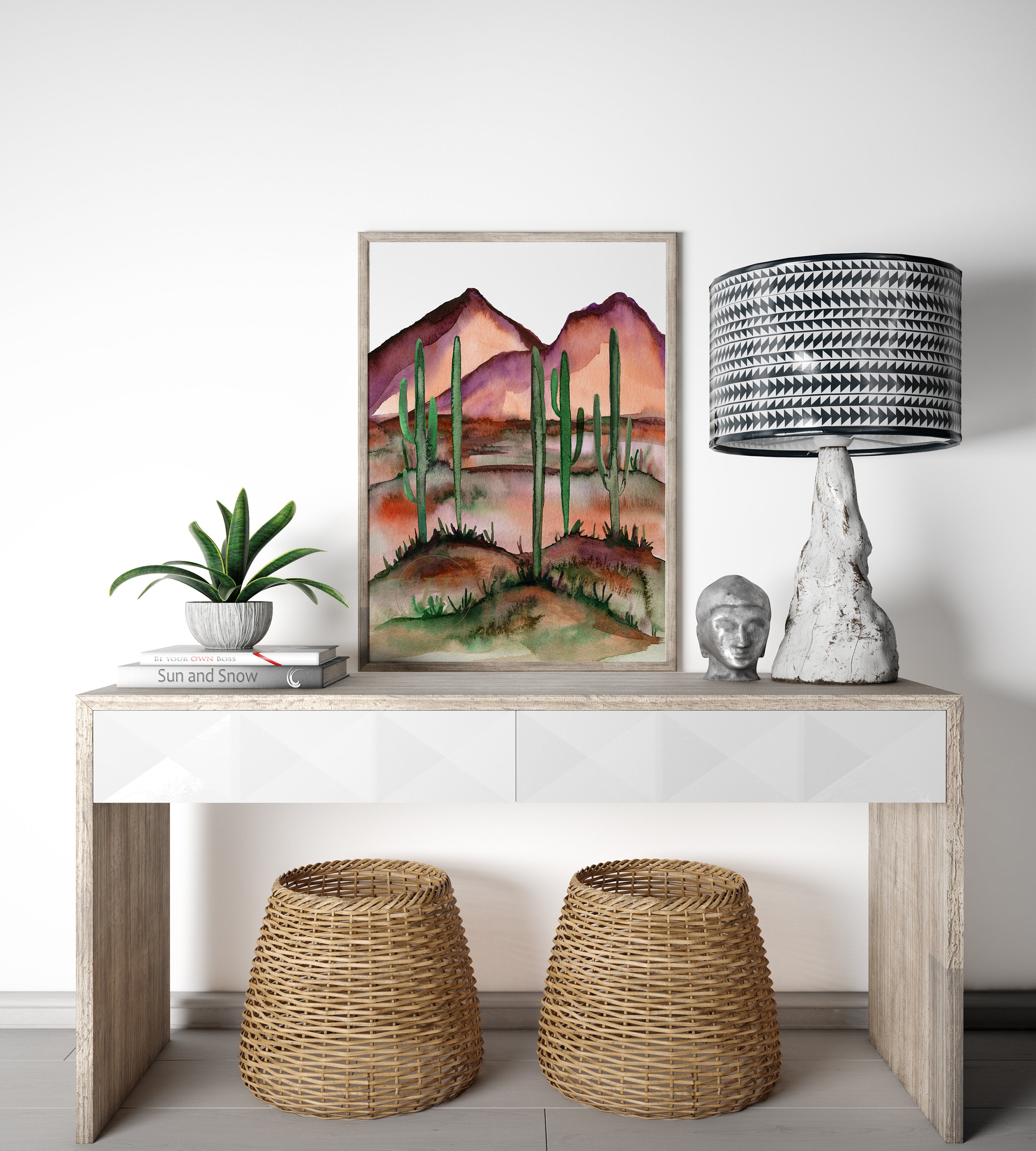 Desert Watercolor Print by HippieHoppy | Etsy