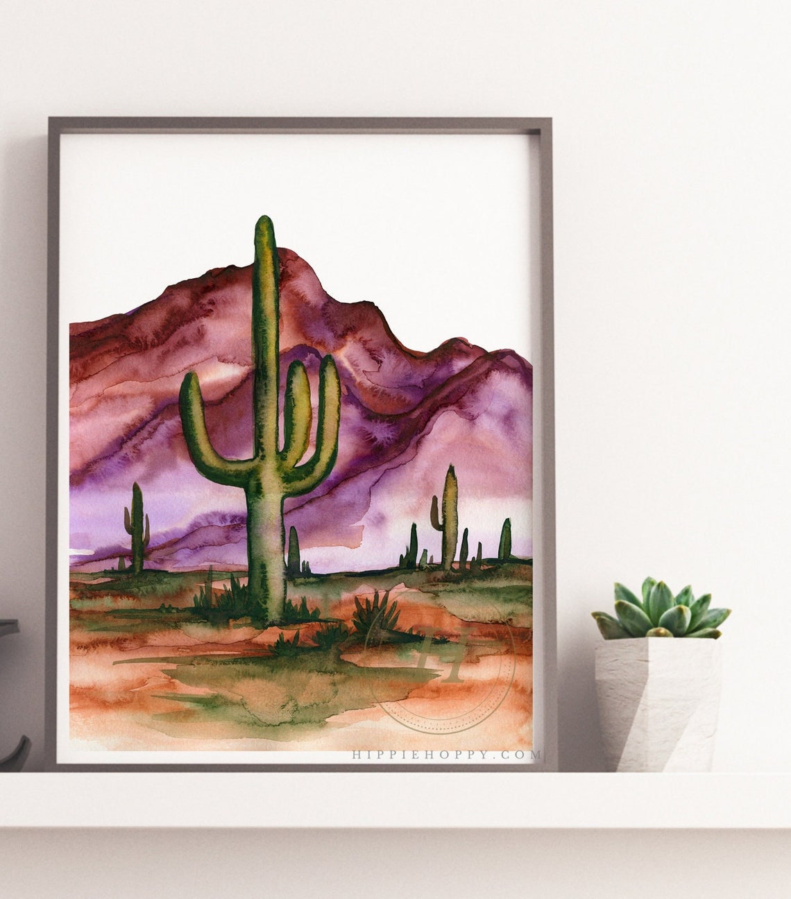 Arizona Desert Watercolor Print by Hippiehoppy - Etsy
