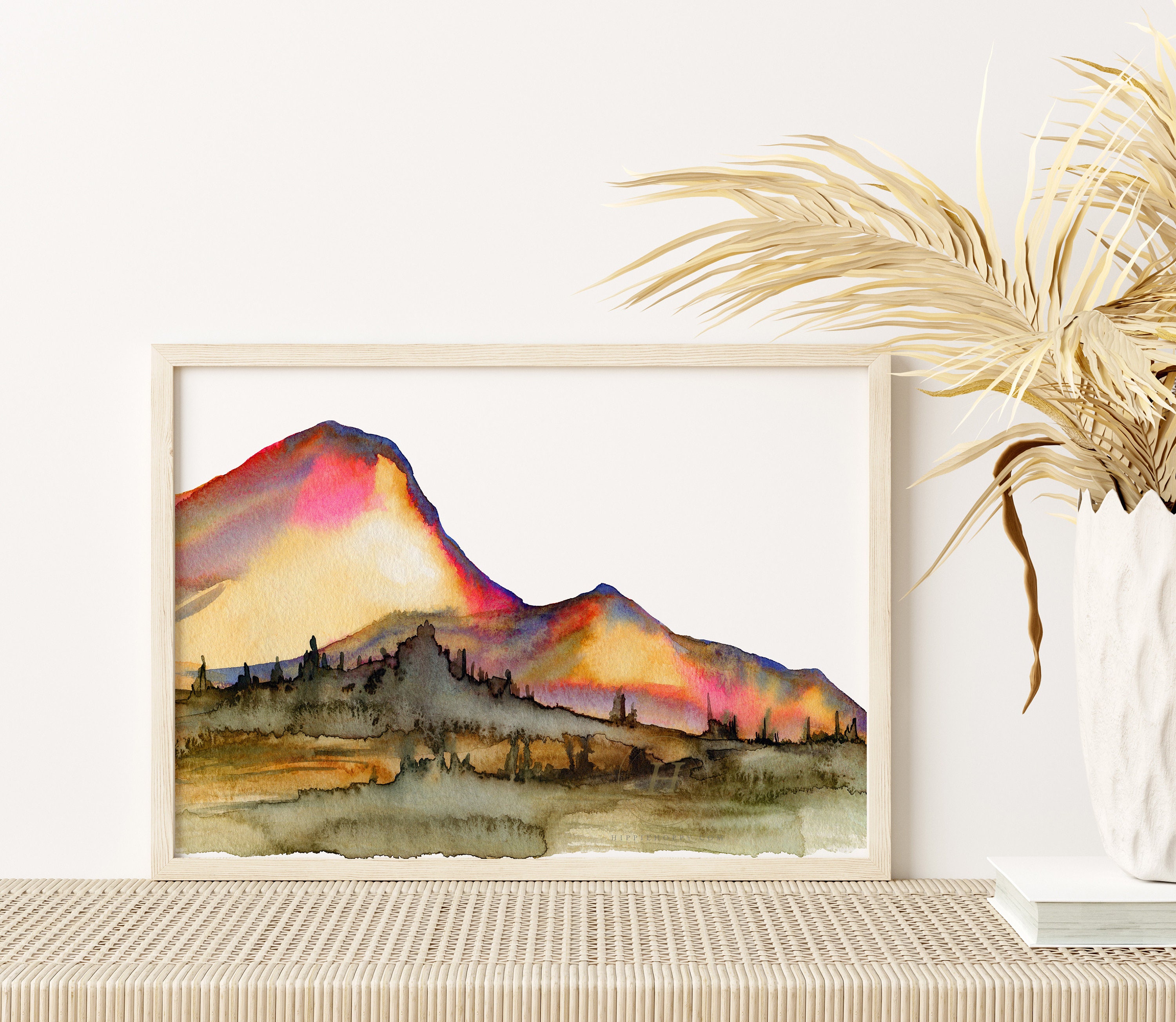 Mountain Landscape Scenery Watercolor Print - Etsy