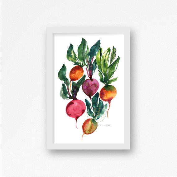 Colorful Radish Watercolor Print 11x17 | Etsy