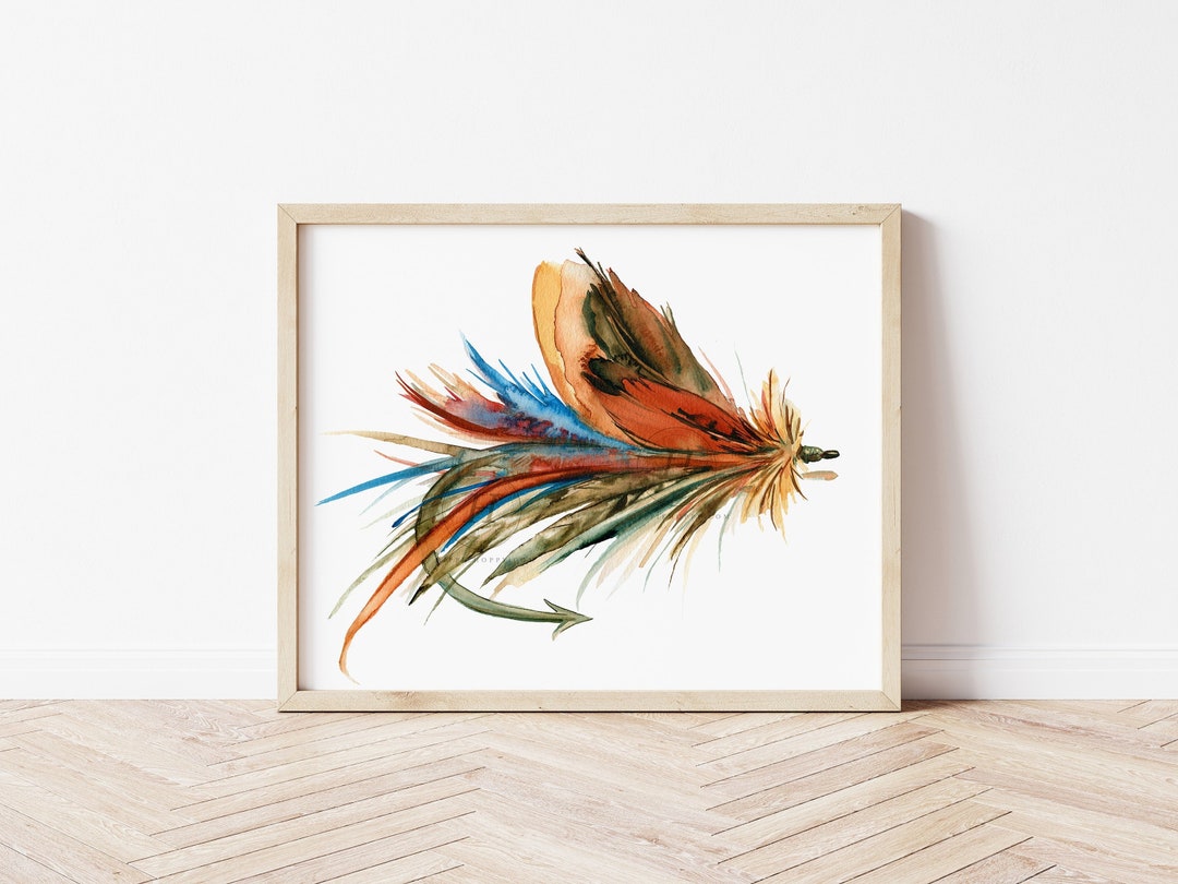 Fishing Fly Watercolor Print by Crystal Cortez - Etsy