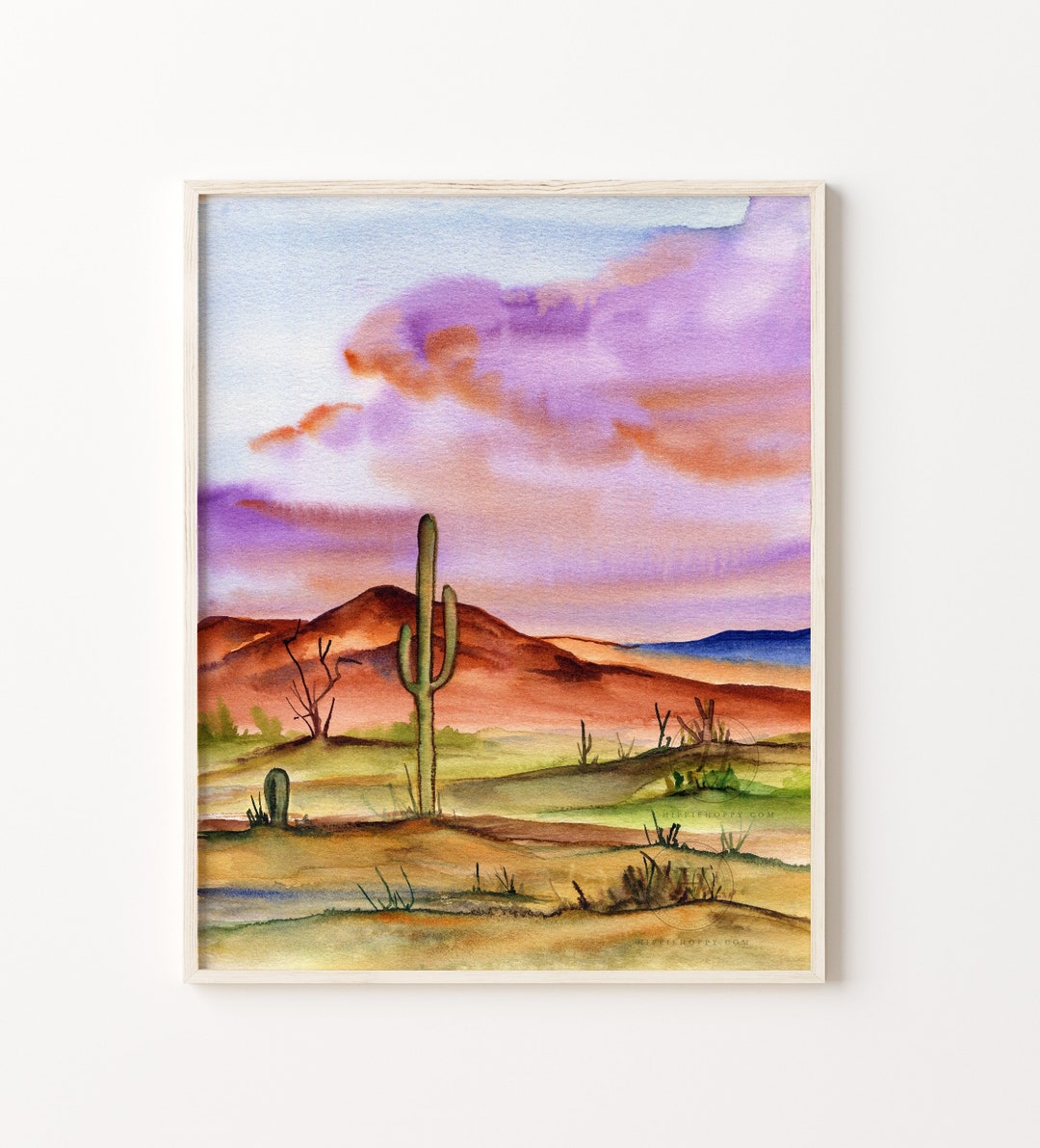 DESERT LANDSCAPE Watercolor Art by Crystal Cortez - Etsy