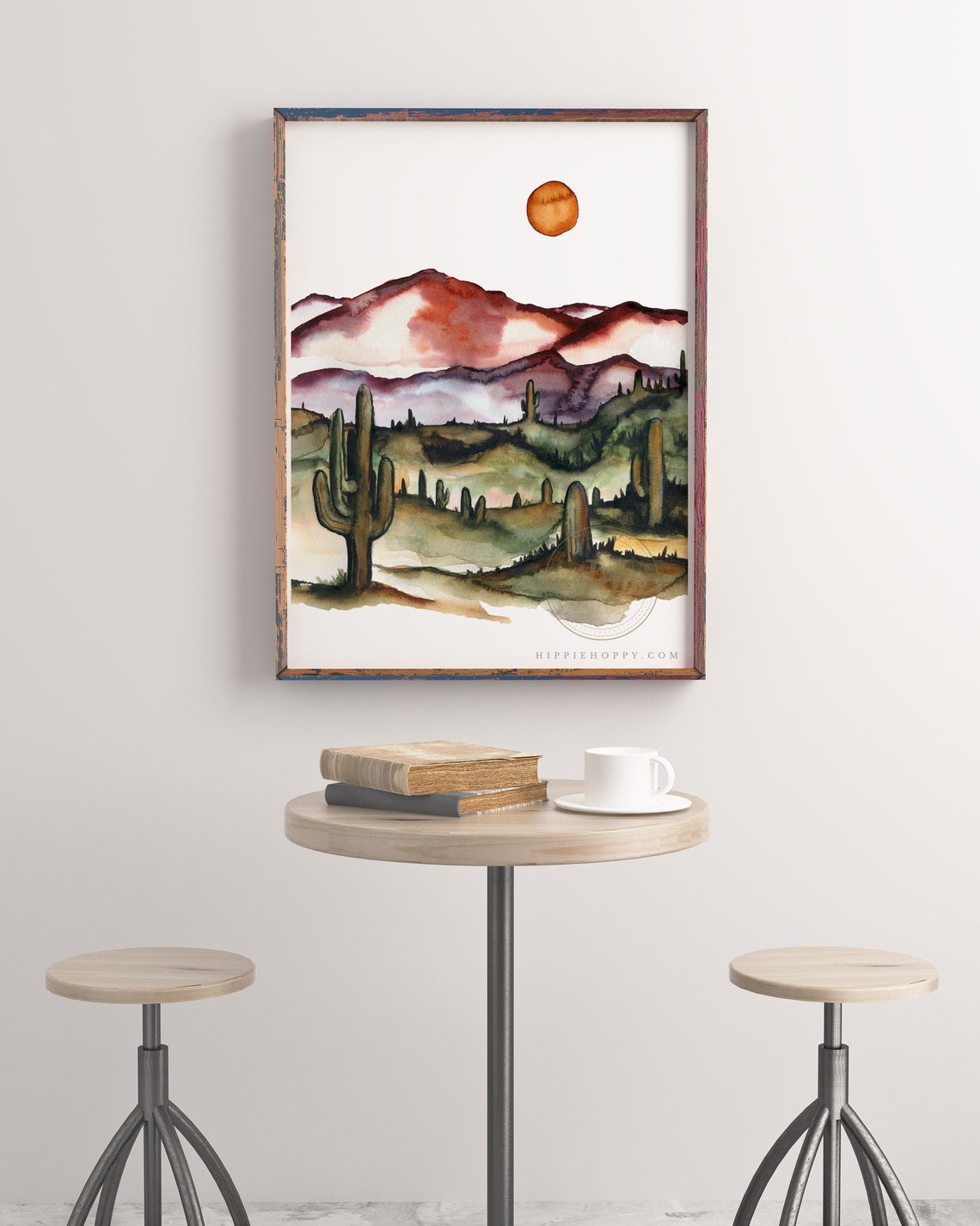 Arizona Desert Watercolor Print Wall Decor by Hippiehoppy - Etsy