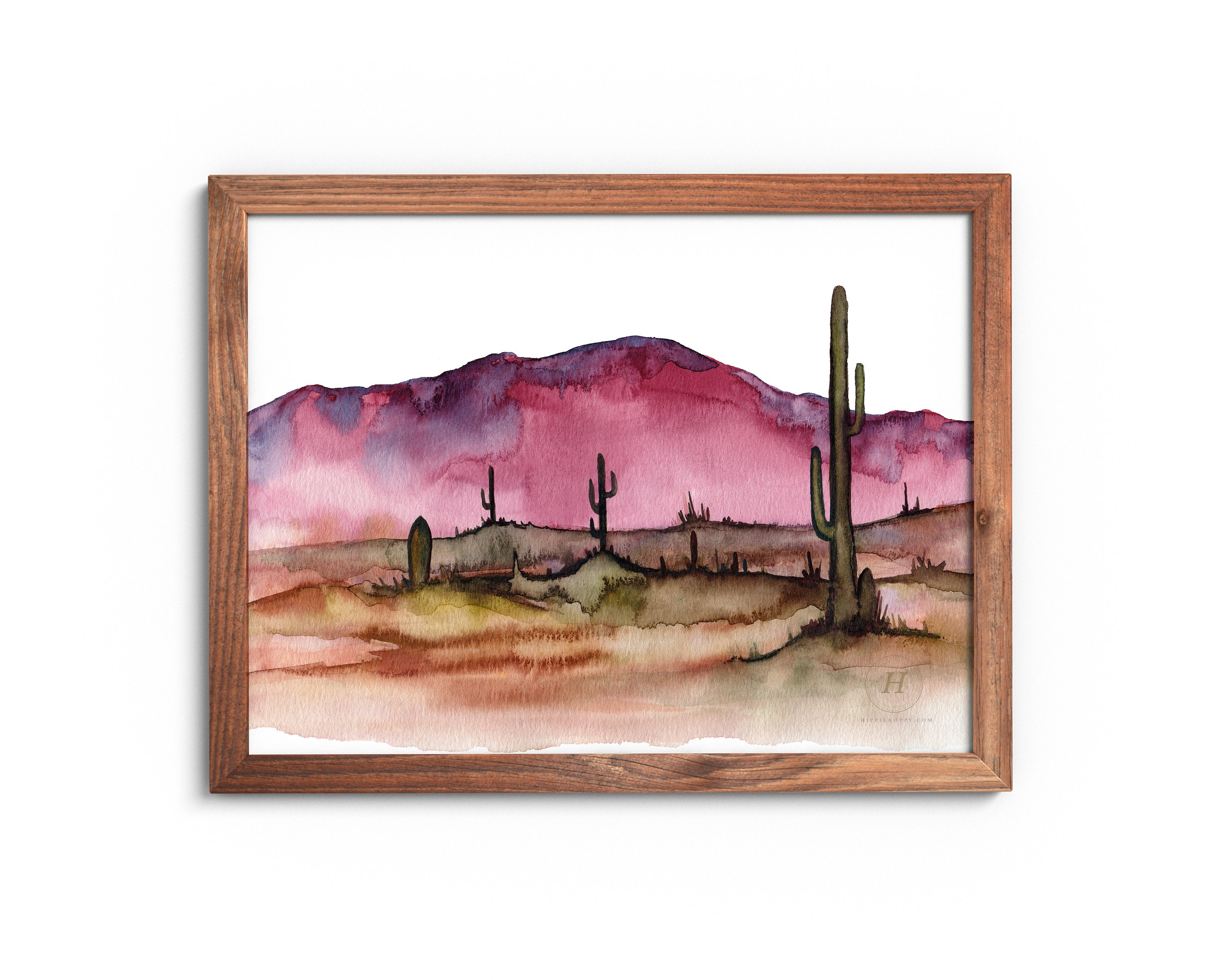 Arizona Desert Watercolor Print by Hippiehoppy | Etsy